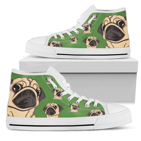 Funny Pug Dog High Top Shoes Pug Face Pattern – Vota Color